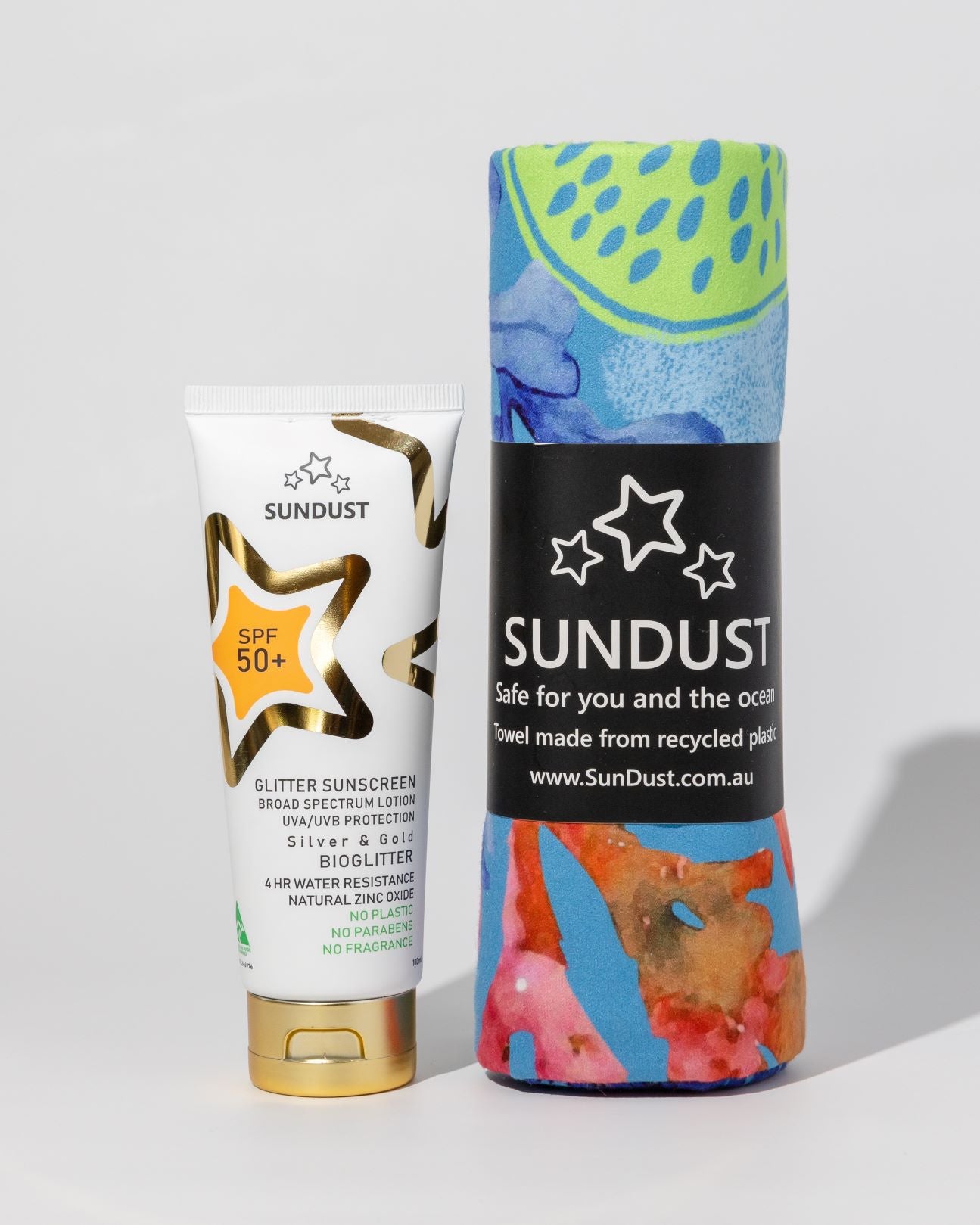 Bio Glitter Sunscreen & Beach Towel Bundle – SunDust Cosmetics